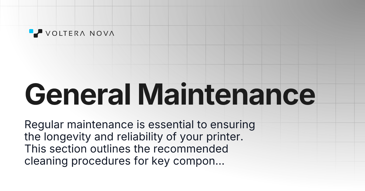 General Maintenance | NOVA | Voltera Docs